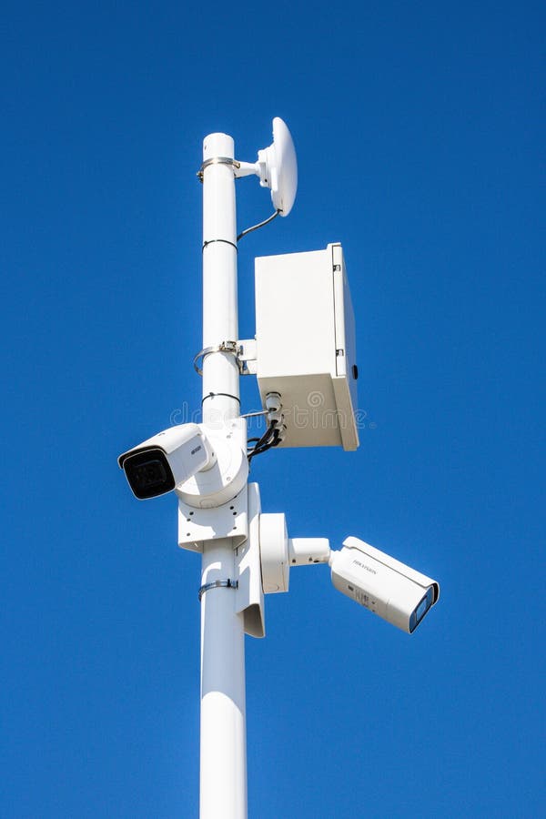 Safety. Surveillance Camera Mounted for Building Surveillance. Stock ...