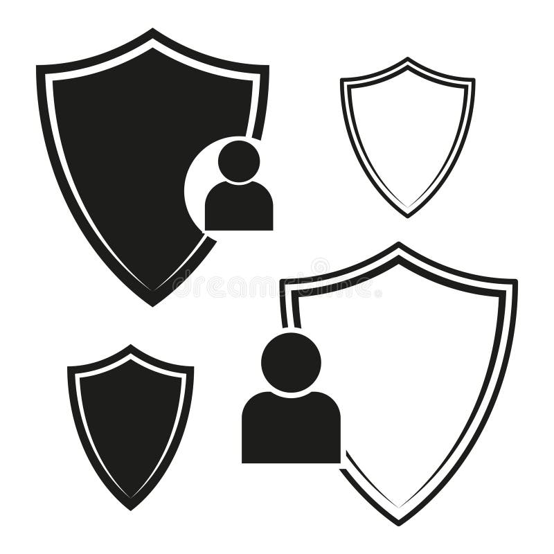 Personal Security Shields Set. User Privacy Protection Vector Icons ...