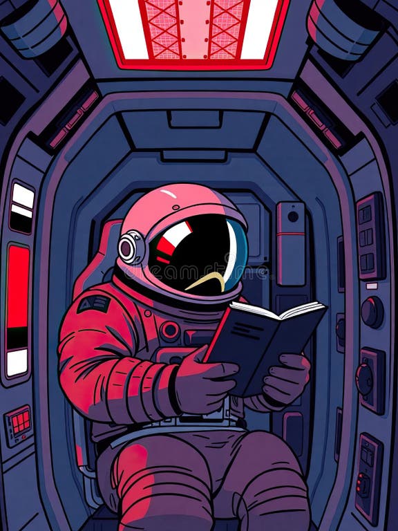 Book Reading in Sci-Fi Setting Stock Illustration - Illustration of ...