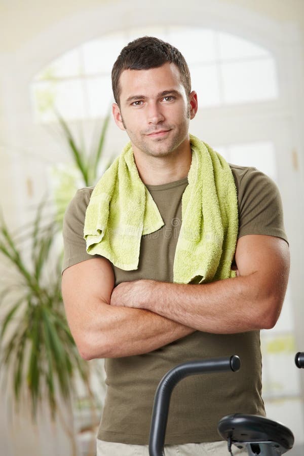 Athlete Man with Personal Fitness Trainer Stock Image - Image of indoor ...