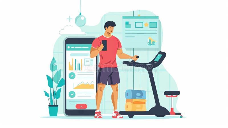 Personal Trainer on Fitness App Stock Illustration - Illustration of ...