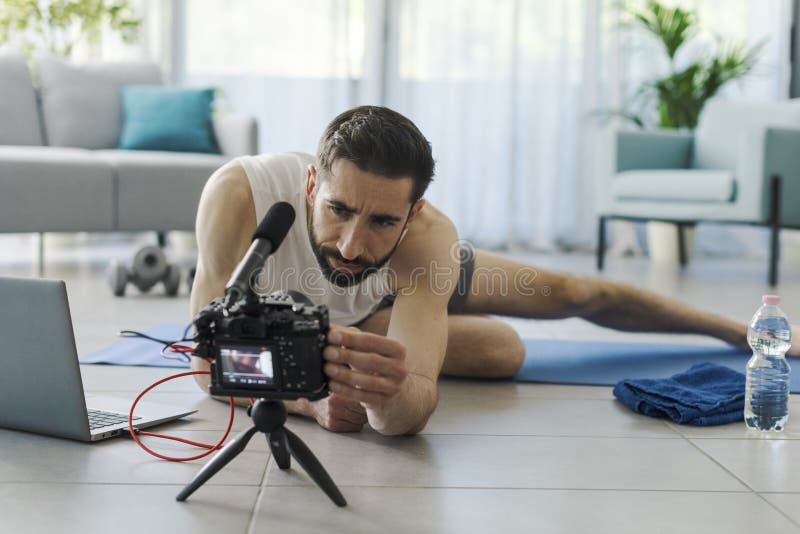 Personal Trainer Getting Ready for a Video Shooting Stock Photo - Image ...