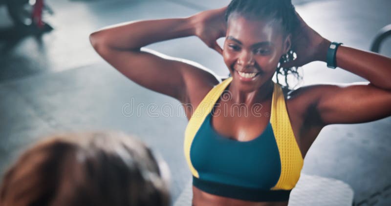 Personal Trainer, Sit Ups and Woman Exercise with Support for ...