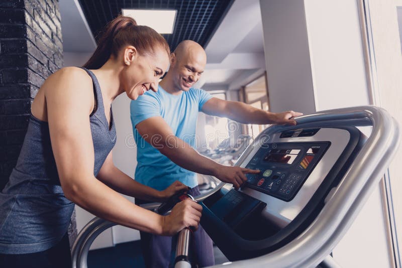Personal Training with a Trainer on a Treadmill Stock Image - Image of ...