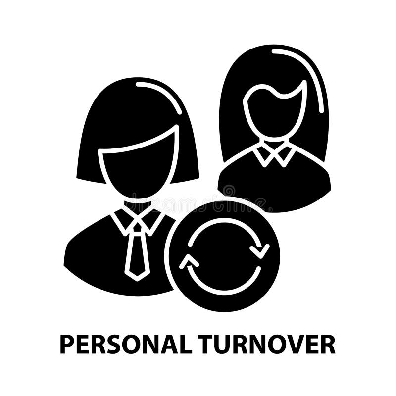 Personal Turnover Icon, Black Vector Sign with Editable Strokes ...