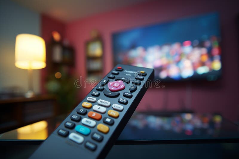Personal View Mans Hand Holds a TV Remote in Focus Stock Illustration ...
