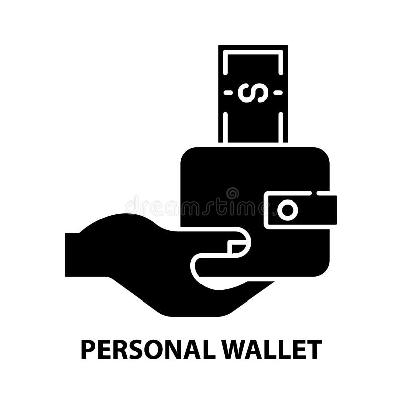Personal Wallet Symbol Icon, Black Vector Sign with Editable Strokes ...