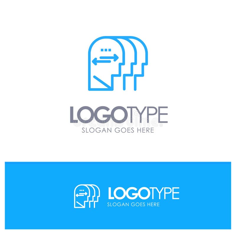 Personality, Character, Mind, Head Blue Outline Logo Place for Tagline ...