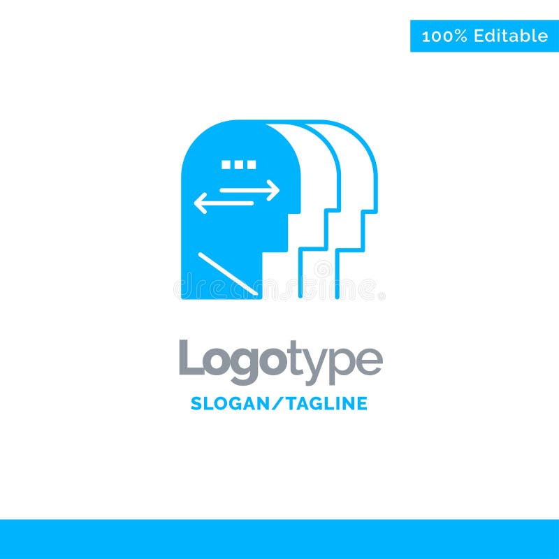 Personality, Character, Mind, Head Blue Solid Logo Template. Place for ...