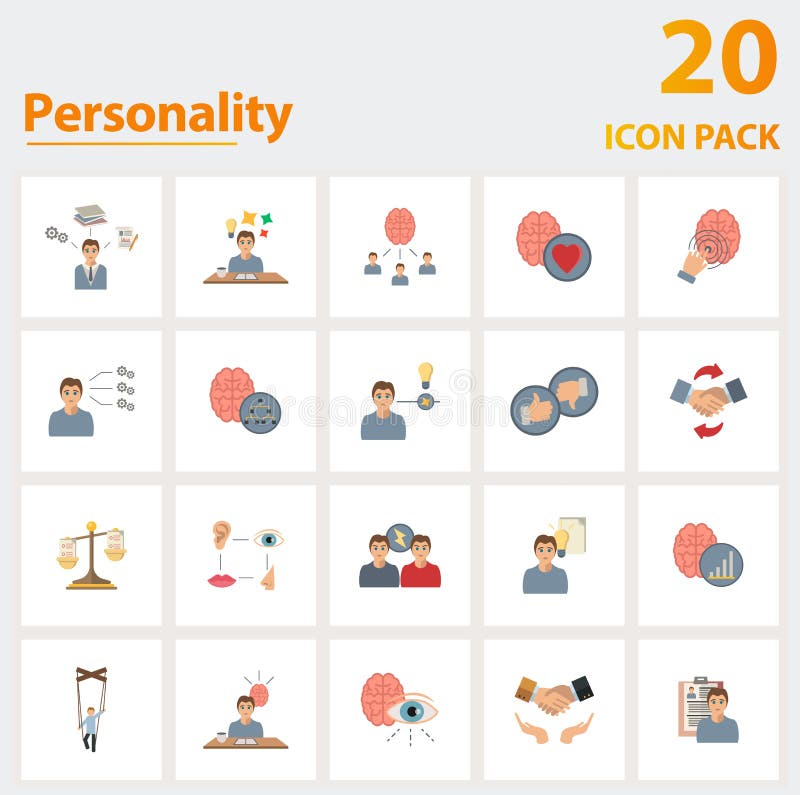 Personality Icon Set. Collection of Simple Elements Such As the Open ...