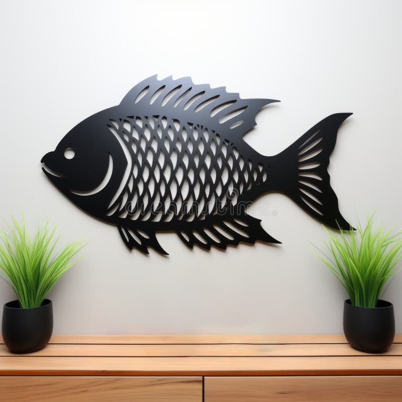 Personalized Large Fish Metal Wall Art - Minimalistic Tropical ...