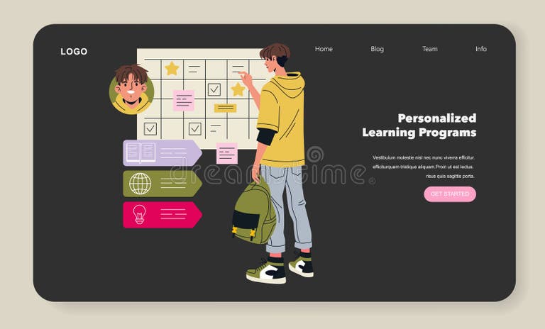 Personalized Learning Website Interface with Stock Illustration ...