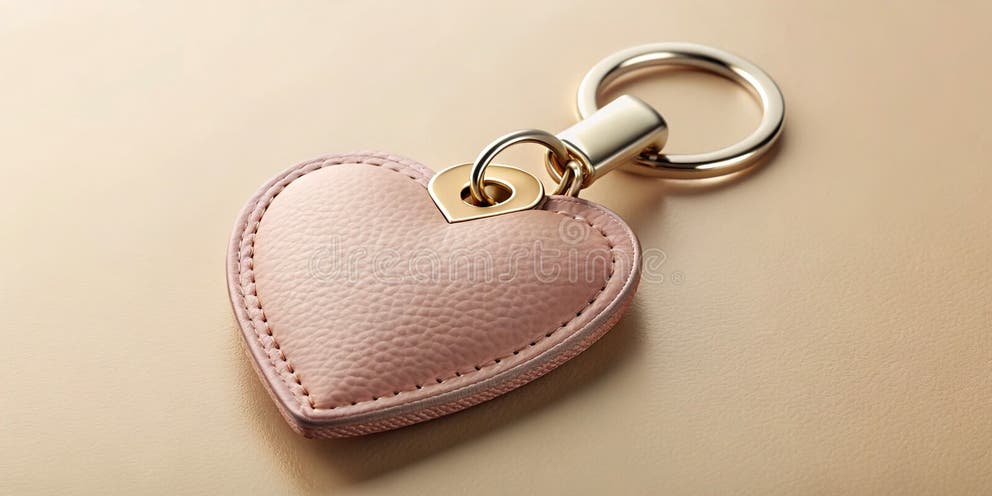 Personalized Leather Keychain with Heart Shape Stock Illustration ...