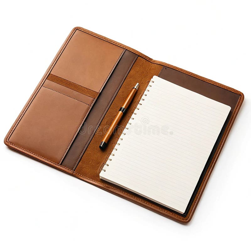 Personalized Leather Portfolio with Notepad Stock Illustration - Illustration of meetings ...