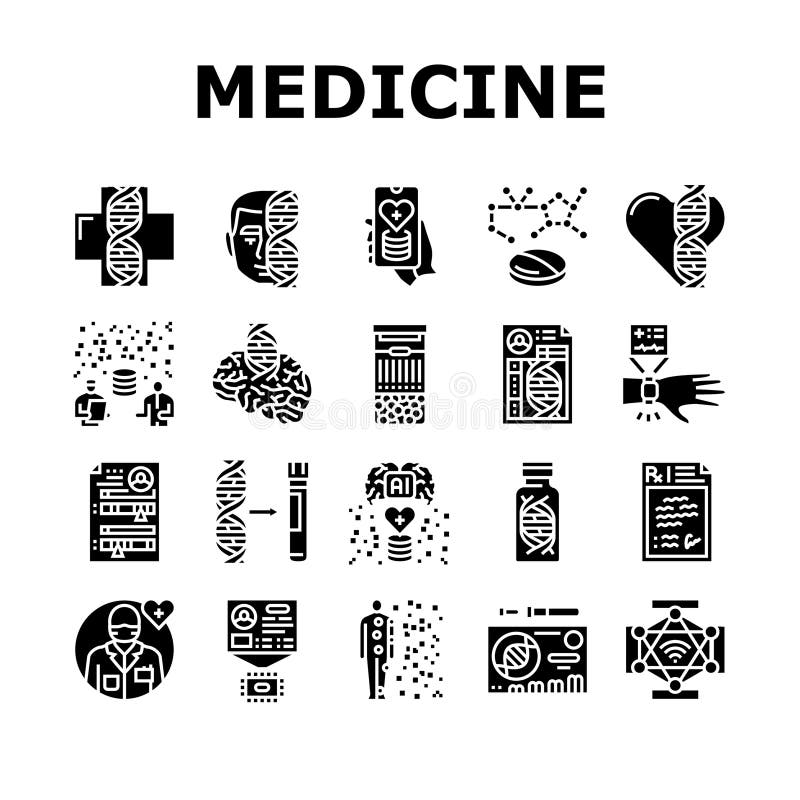 Personalized Medicine Genomics Icons Set Vector Stock Illustration ...
