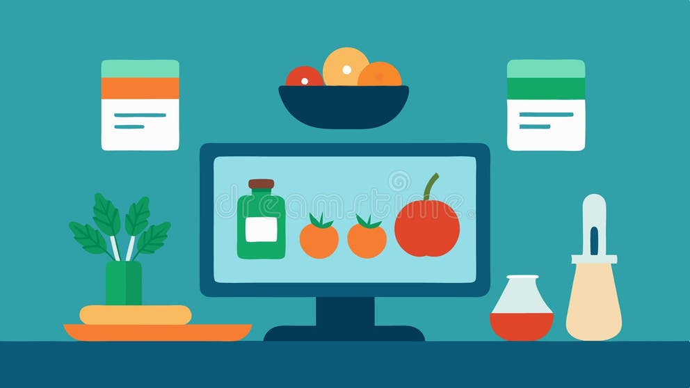 Personalized Recipe Suggestions a Smart Kitchen Display Showing a ...