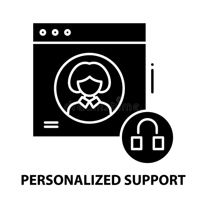 Personalized Support Icon, Black Vector Sign with Editable Strokes ...