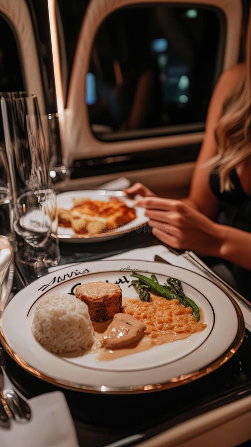 Personalized Tray Labeled Passenger Name and Dishes. Stock Image ...