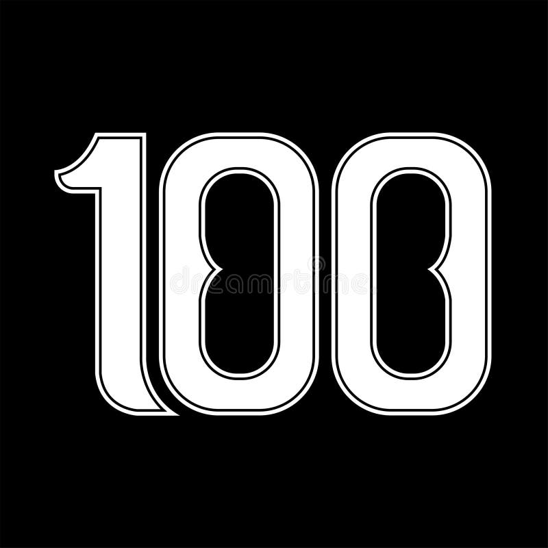 Personalized White Number 100 on Black Background Stock Illustration ...