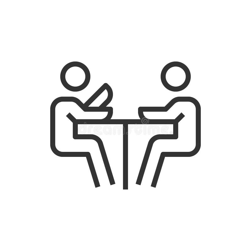 Personas Conocer Icono Línea Negocio Vector Ilustración del Vector ...