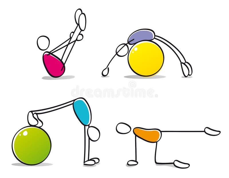 Personas Divertidas Que Practican Pilates Stock de ilustración ...