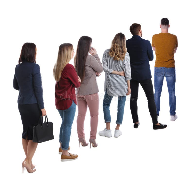 Personas Esperando En Cola Con Fondo Blanco Foto de archivo - Imagen de ...