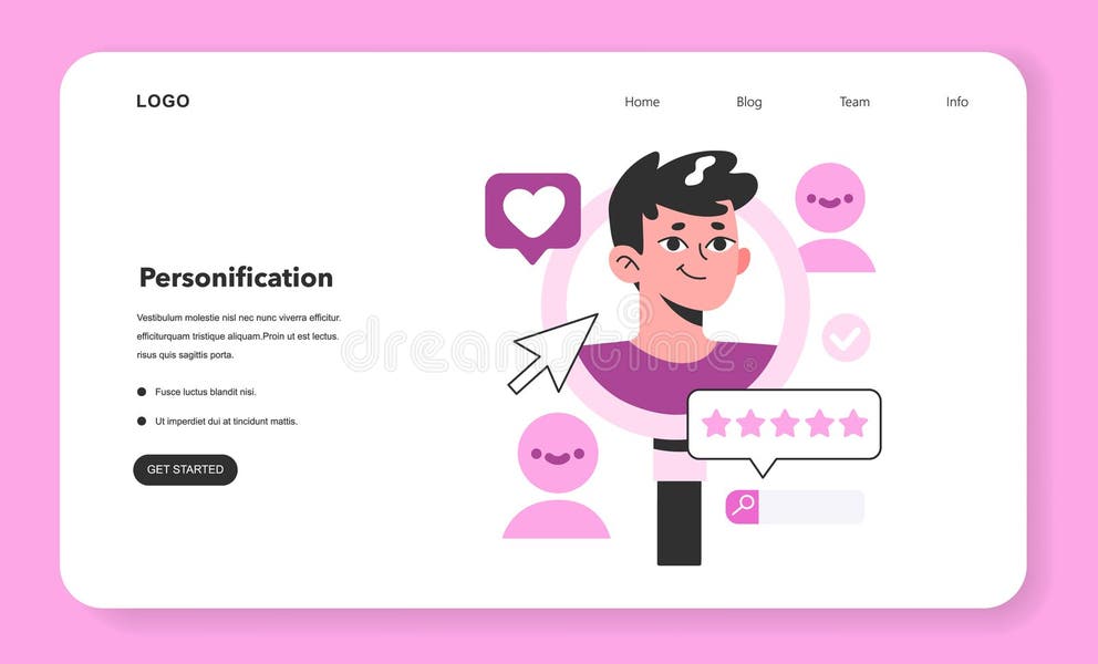 Personification in Marketing Web Banner or Landing Page. Personalized ...