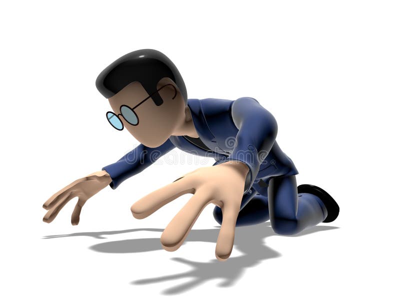 Personnage De Dessin Animé 3D Prosterné Illustration Stock ...