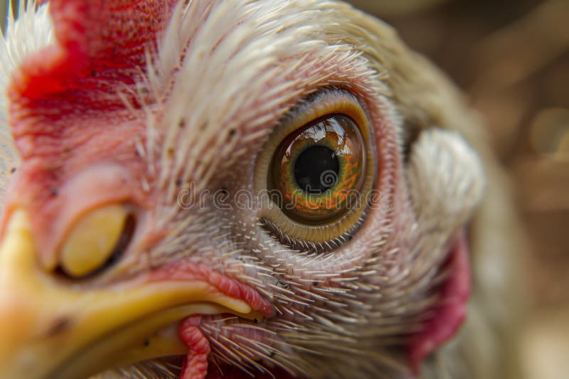 Persons Fisheye Reflection in a Chickens Eye Closeup Stock Photo ...