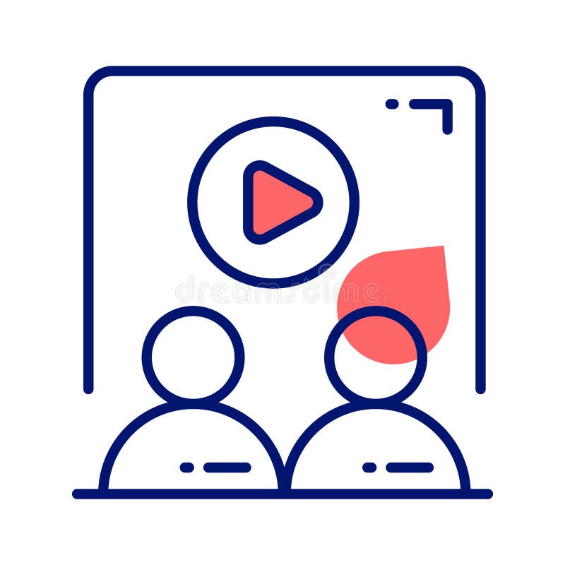 Persons in Front of Screen Showing Movie or Film Watching Vector Design ...