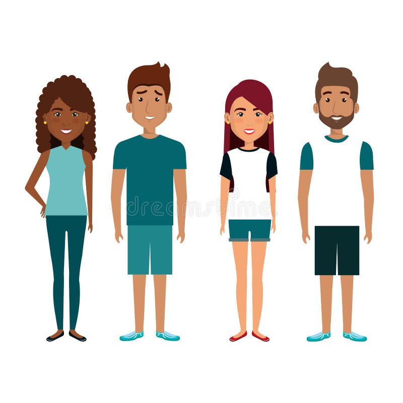 Persons Group Avatars Characters Stock Illustration - Illustration of ...