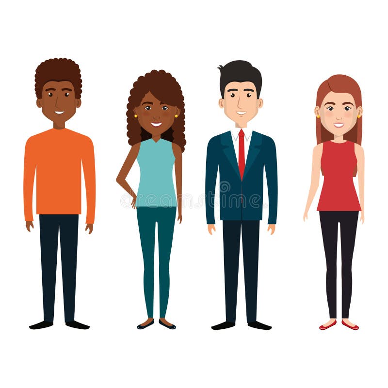 Persons Group Avatars Characters Stock Illustration - Illustration of ...