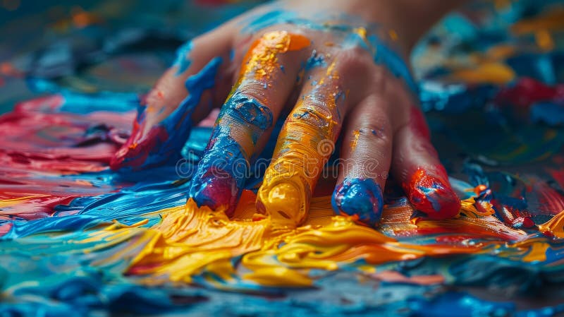 Persons Hand Dipped in Paint Stock Image - Image of artwork, palm ...