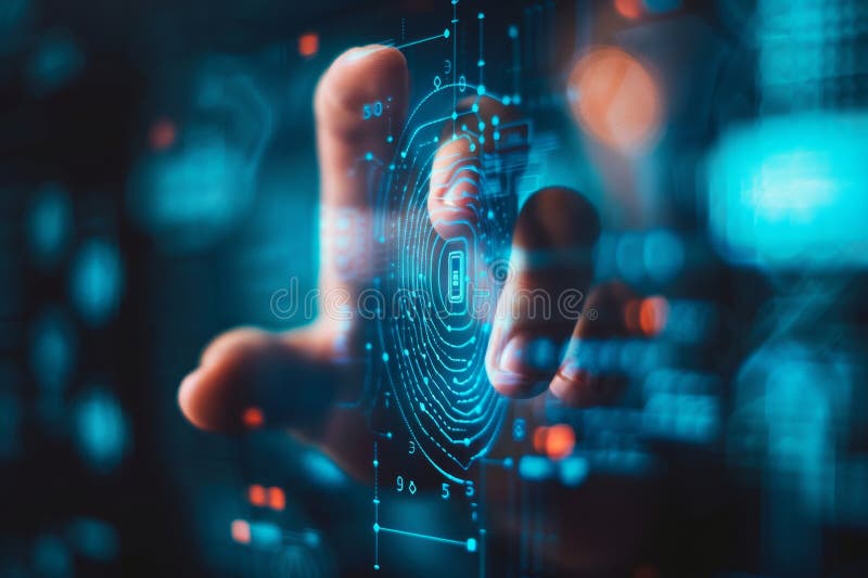 Persons Hand Engages with Digital Screen for Biometric Authentication ...