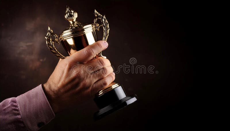 Persons Hand Holding a Trophy, Symbolizing Achievement, Perseverance ...