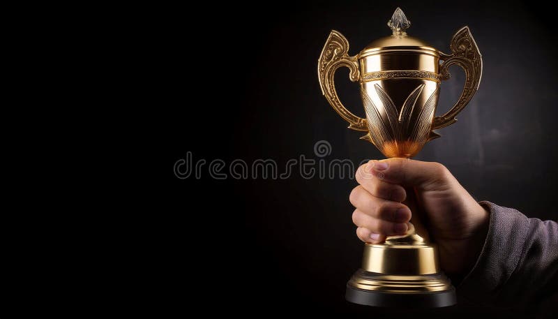 Persons Hand Holding a Trophy, Symbolizing Achievement, Perseverance ...
