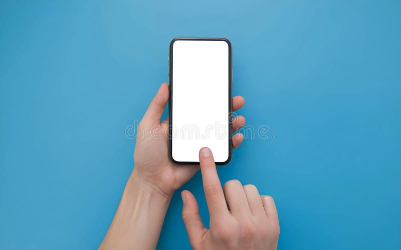 A Persons Hand Holds a Smartphone with a Blank White Screen, Their ...