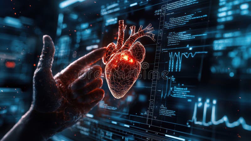 Persons Hand Reaching Out To Touch a Heart Symbol Displayed on a ...