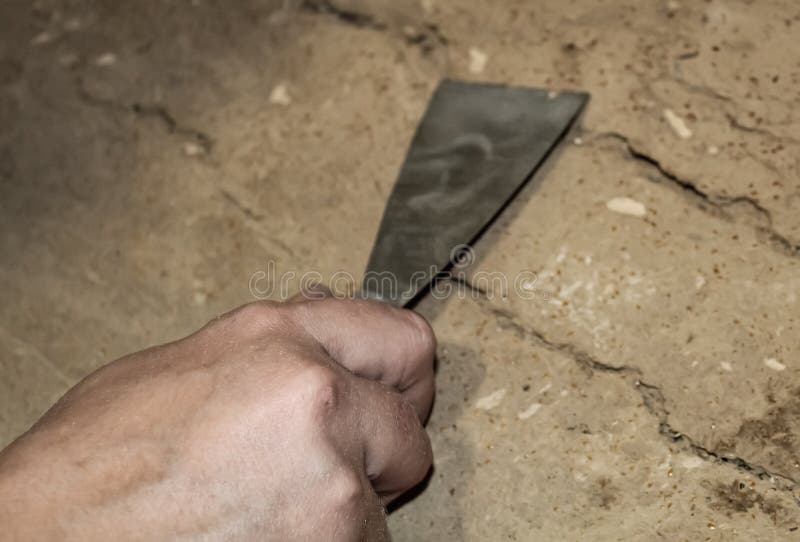 Hand Tool Scraping Wall Home Renovation Project Stock Photos - Free ...