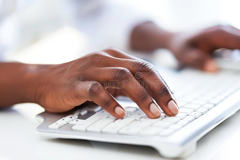 Close-Up of Hands Typing on a Laptop Keyboard in an Office Setting ...