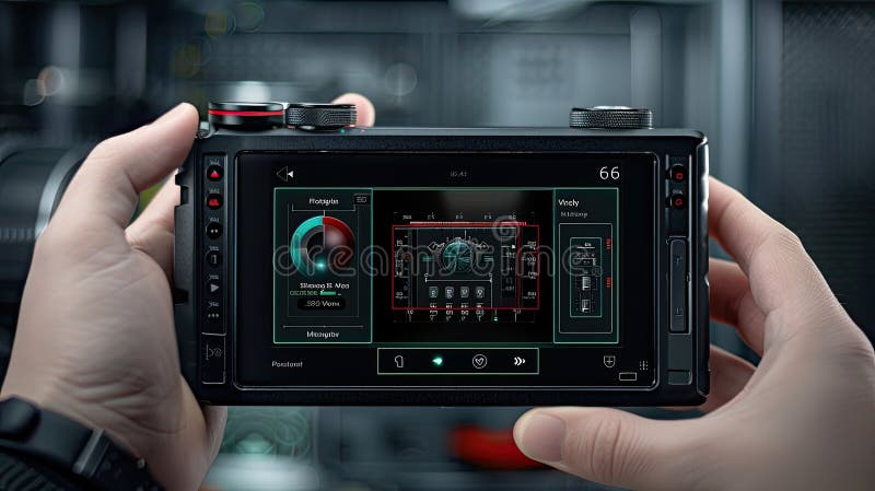 A Persons Hands Hold a Camera with a Touchscreen Display Showing a ...