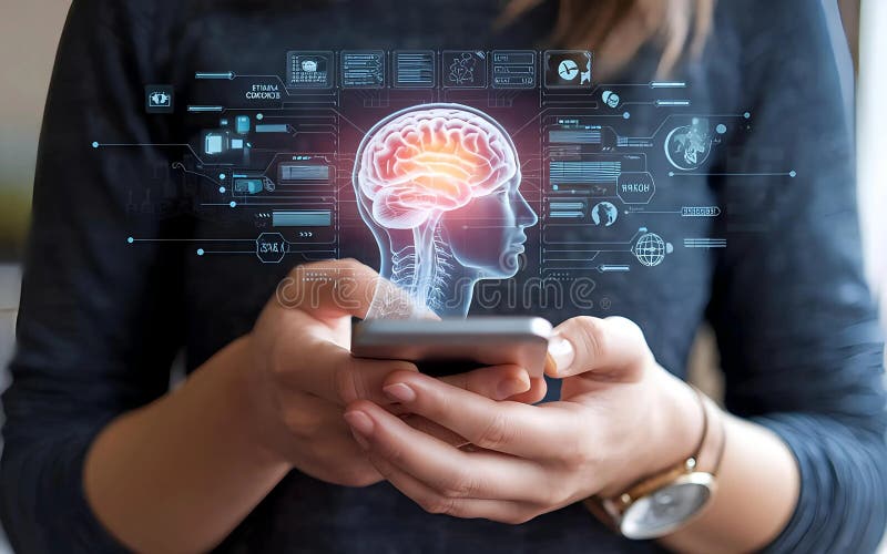 A Persons Hands Hold a Smartphone, with a Digital Overlay Depicting a ...