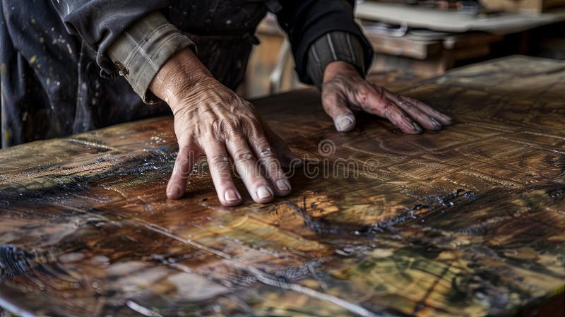 Persons Hands Resting on Table Stock Illustration - Illustration of ...