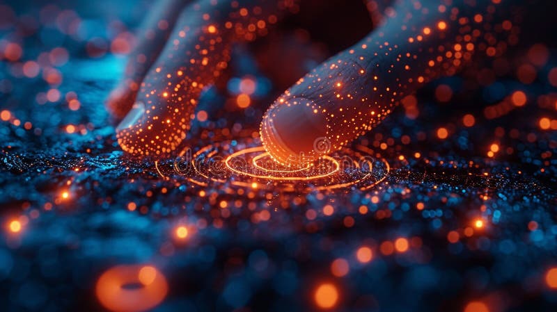 Persons Hands Touching Circular Object Stock Illustration ...