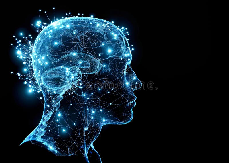 A Persons Head with Interconnected Lines and Dots, Symbolizing ...