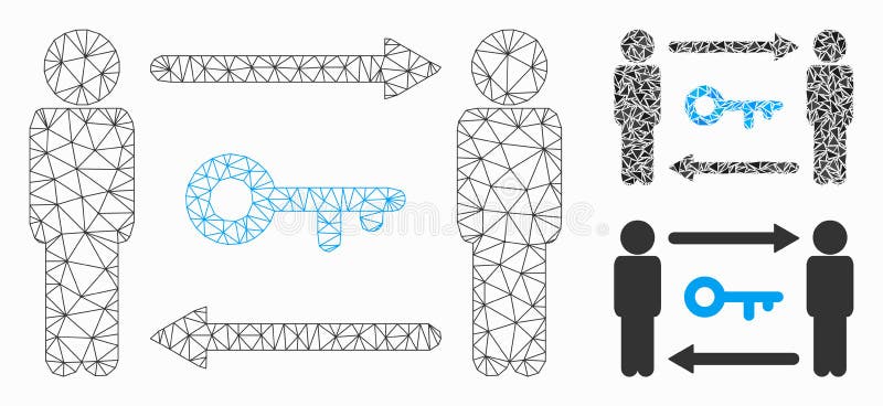 Persons Key Exchange Vector Mesh 2D Model and Triangle Mosaic Icon ...