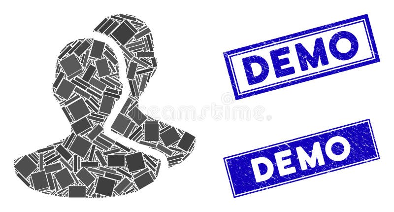 Persons Mosaic and Scratched Rectangle Demo Stamp Seals Stock ...