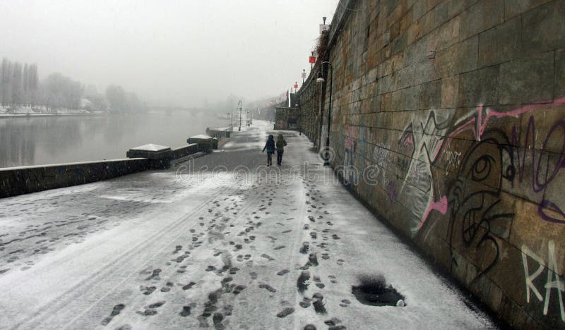 Persons walking in snow stock image. Image of street - 49933865