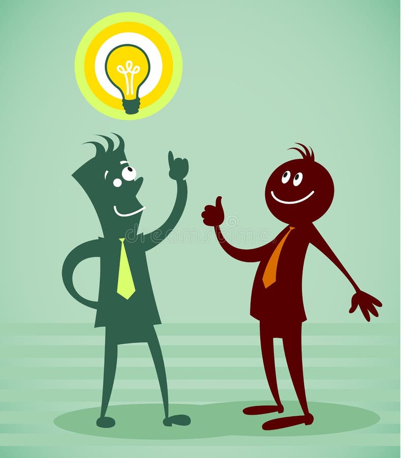 Twee Collega's Met Een Lamp Die Een Nieuwe Prestatie Levert. Partners ...