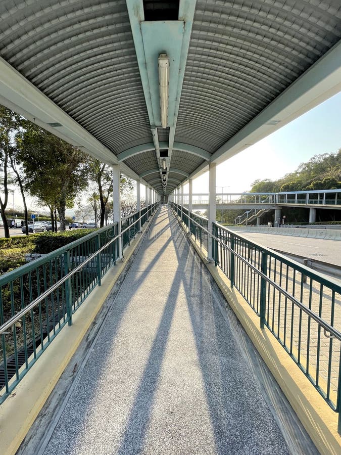 Perspective Angle View of Human Bridge with Sunlight and Shadow Near ...
